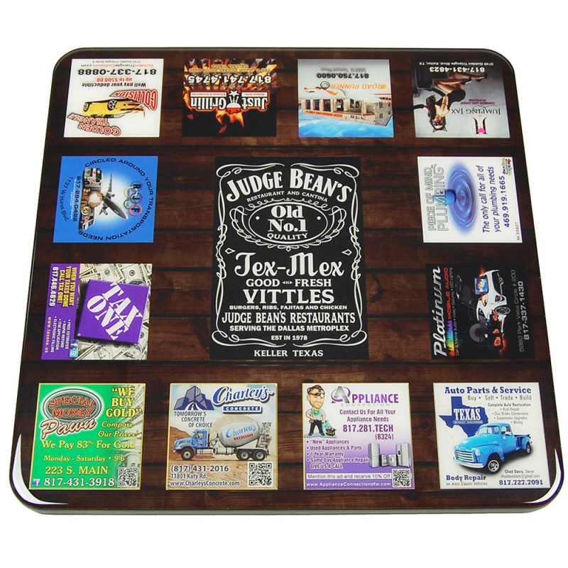 Digitally Printed Advertisement Table with Black T-Mold Edge - Table ...
