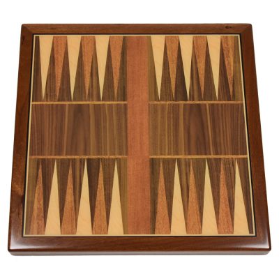 Backgammon Gameboard Print with Mahogany Wood Edge - Table Designs
