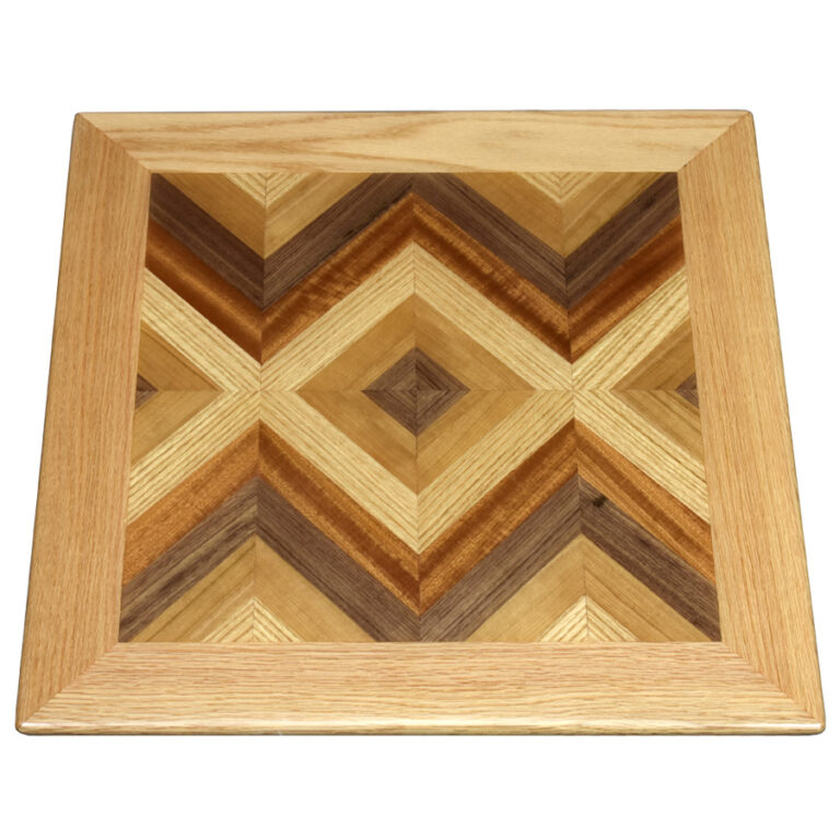 Mixed Species Veneer in Custom Pattern with Red Oak Wood Edge - Table ...