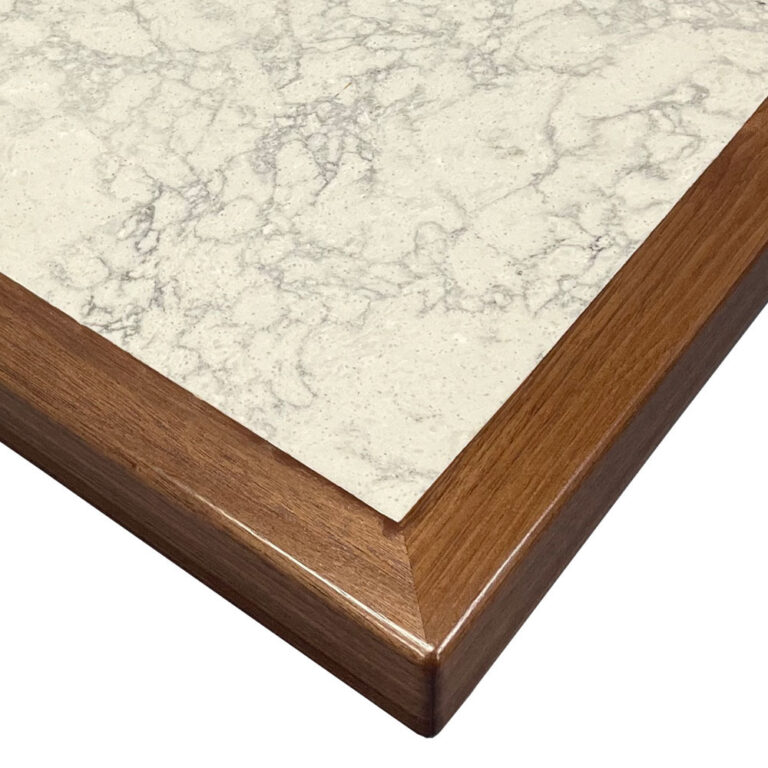 2CM Caesarstone #5043 "Monte Blanc" Quartz Inlay with Walnut Wood Edges ...
