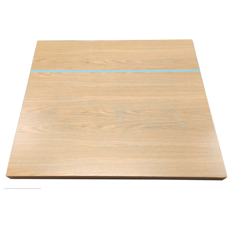 White Oak Veneer Overlay with Custom Blue Cerusing & Accent Stripe ...